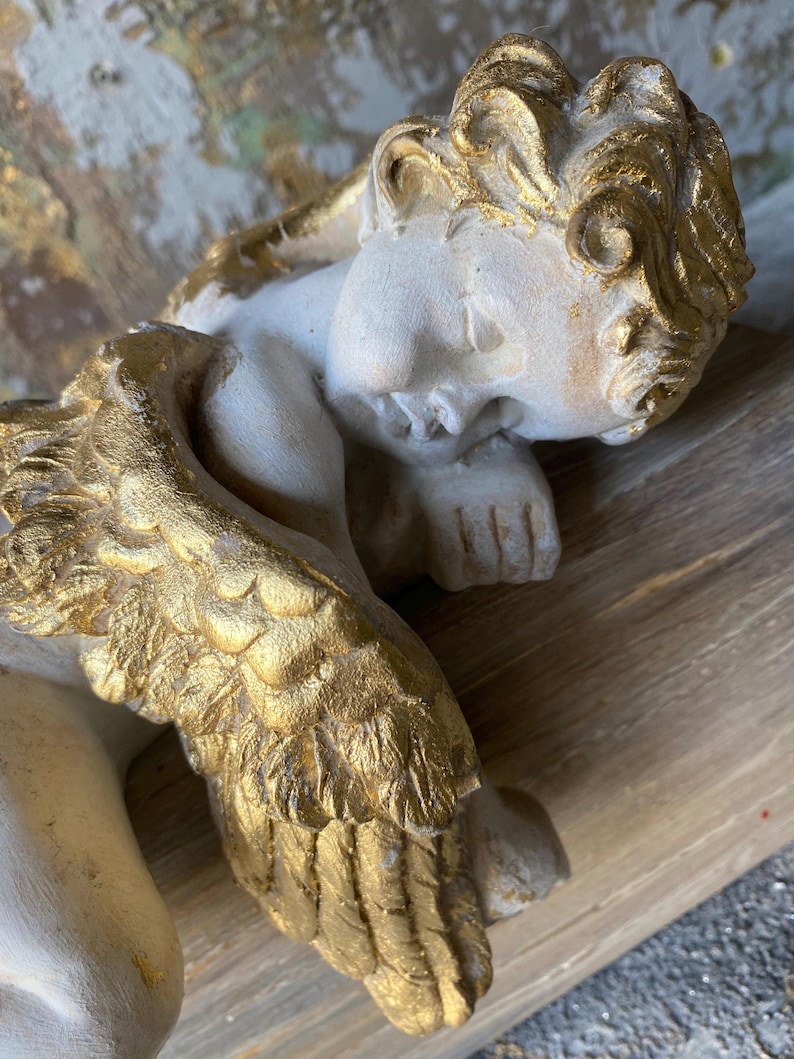 Sleeping Angel Sculpture, Elegant Cherub Figurine, Vintage Angel Statue ...