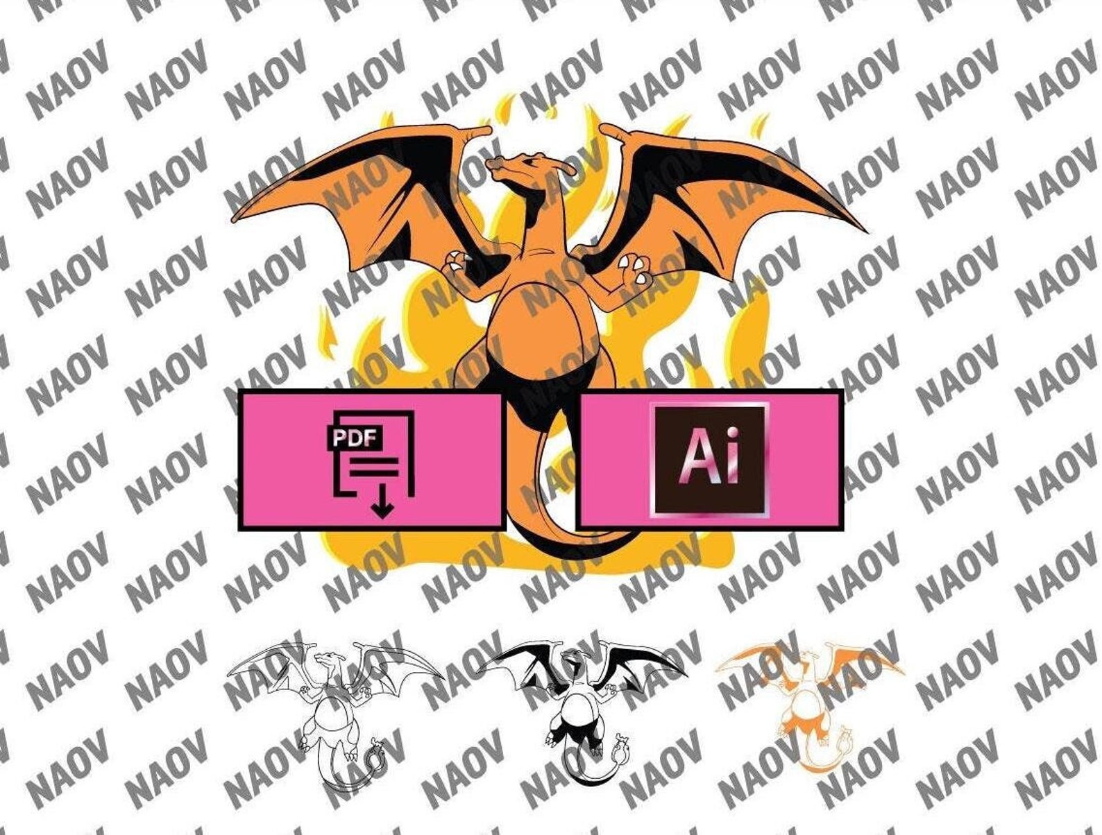 Digital Charizard-pokemon Vector Design - Etsy