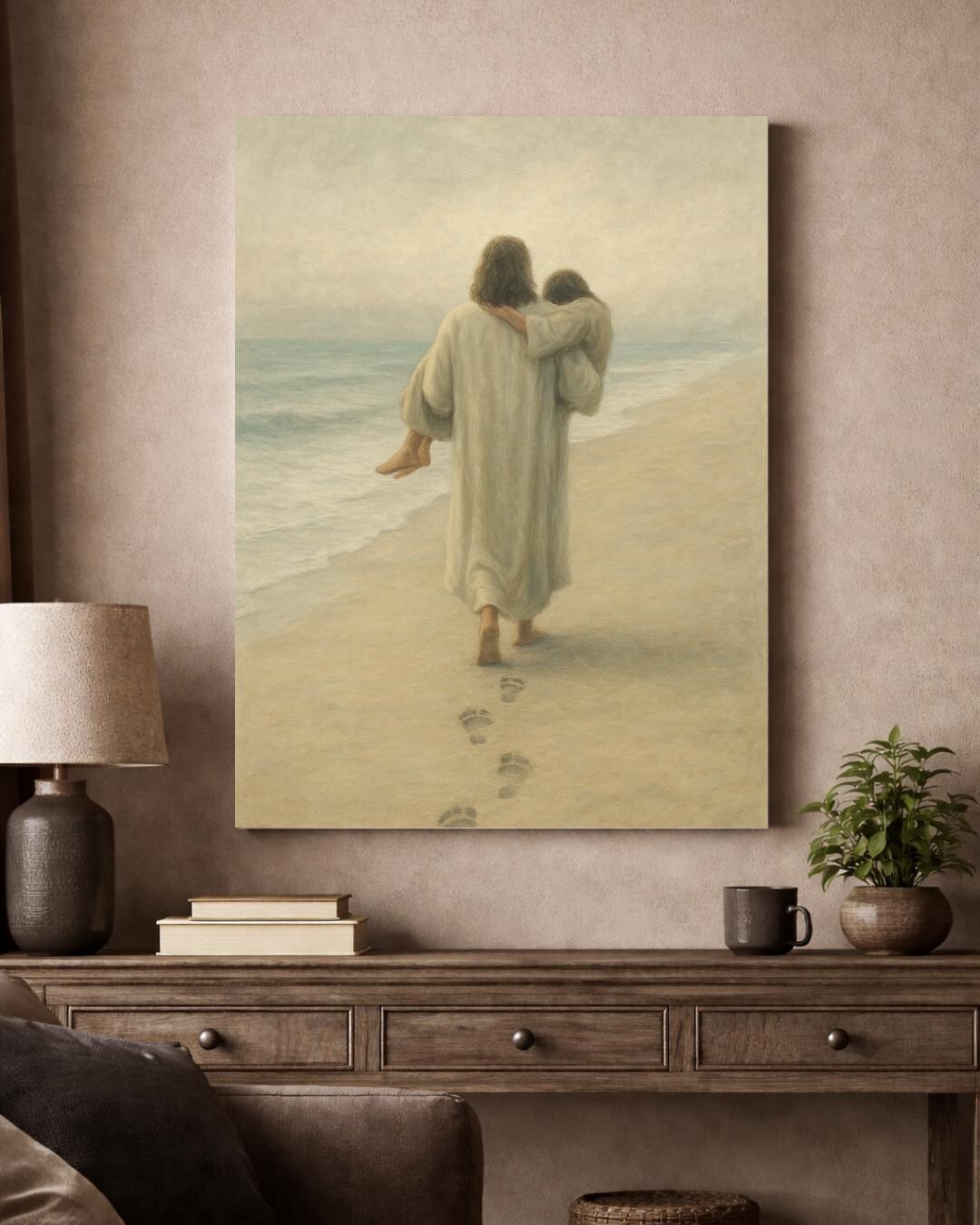 Jesus Carrying a Man Canvas Art: Christian Wall Decor Symbolizing ...