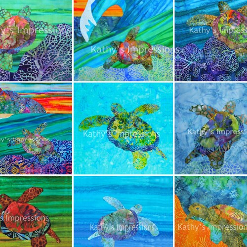 SEA TURTLE Fabric Panel Wholecloth Quilt Top Ocean Beach Uncut - Etsy