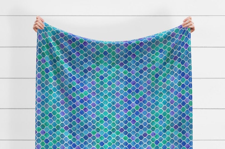 Watercolor Ocean Water Fabric Beach Seaside Blue Green Coastal | Etsy