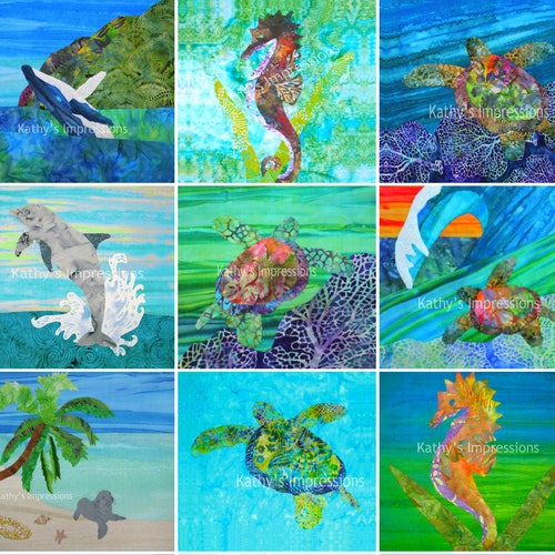 SEA TURTLE Fabric Panel Wholecloth Quilt Top Ocean Beach Uncut - Etsy