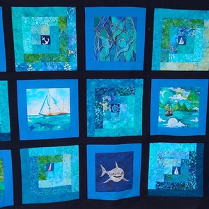 Sea Turtle Fabric Quilt Panel Tropical Reef Ocean Water Coastal Green ...