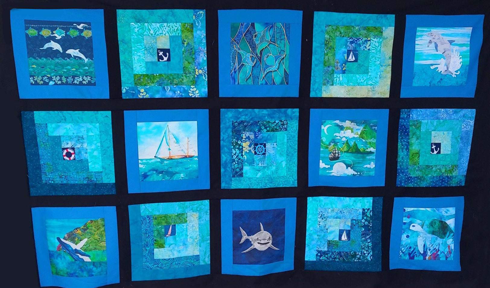 Sea Turtle Fabric Quilt Panel Tropical Reef Ocean Water | Etsy
