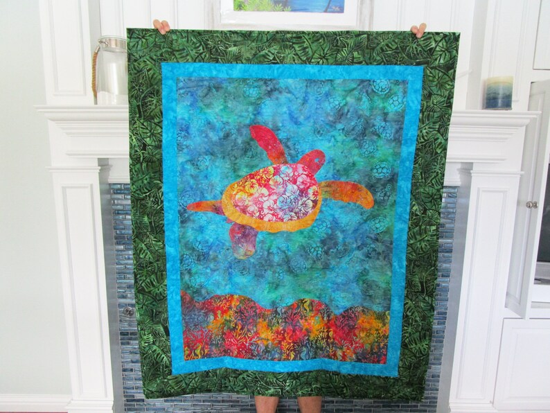 Quilt Pattern Tropical Honu SEA TURTLE Raw Edge or Needle Turn - Etsy