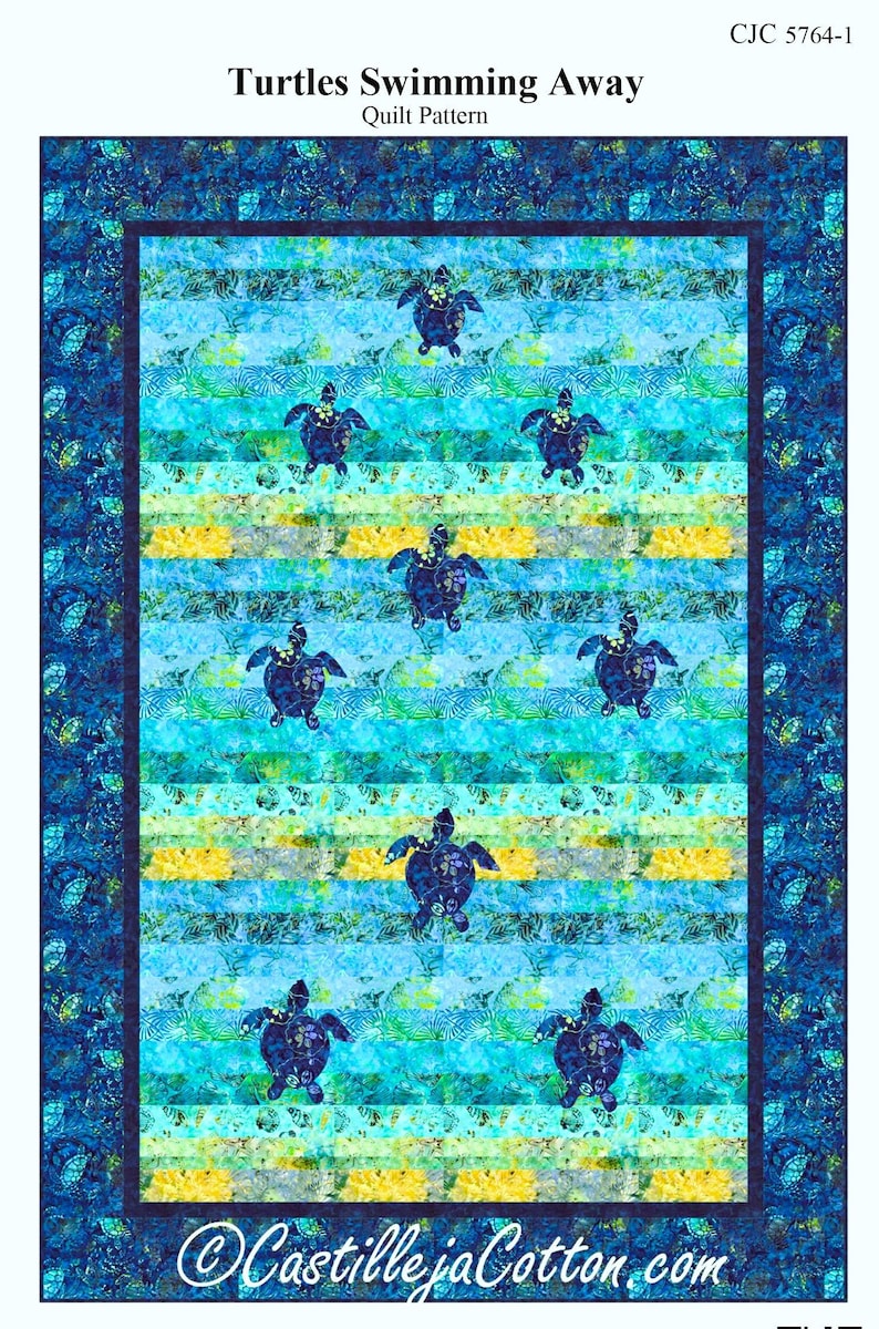 Turtle Hatchlings Swimming Out to Sea Applique Digital Quilt Pattern ...
