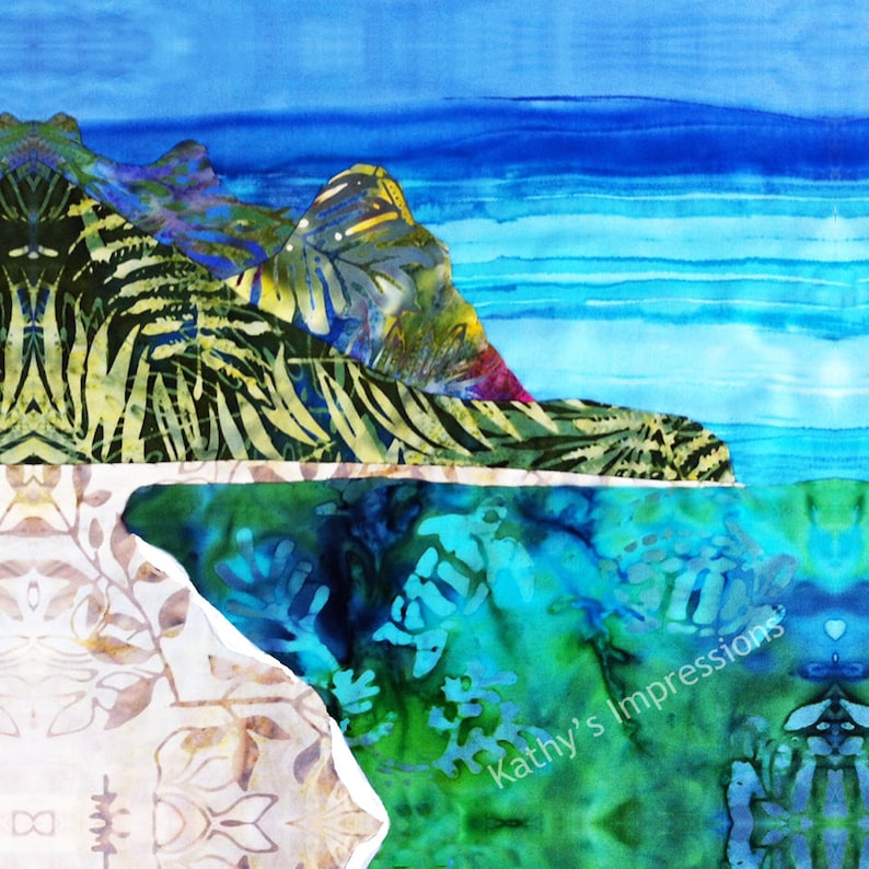Quilt Pattern Bali Hai Tropical Beach Makana Mountain Kauai - Etsy