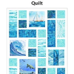 Surfer Ocean Wave Big Kahuna Surf's up Beach Fabric Quilt Block Panel ...