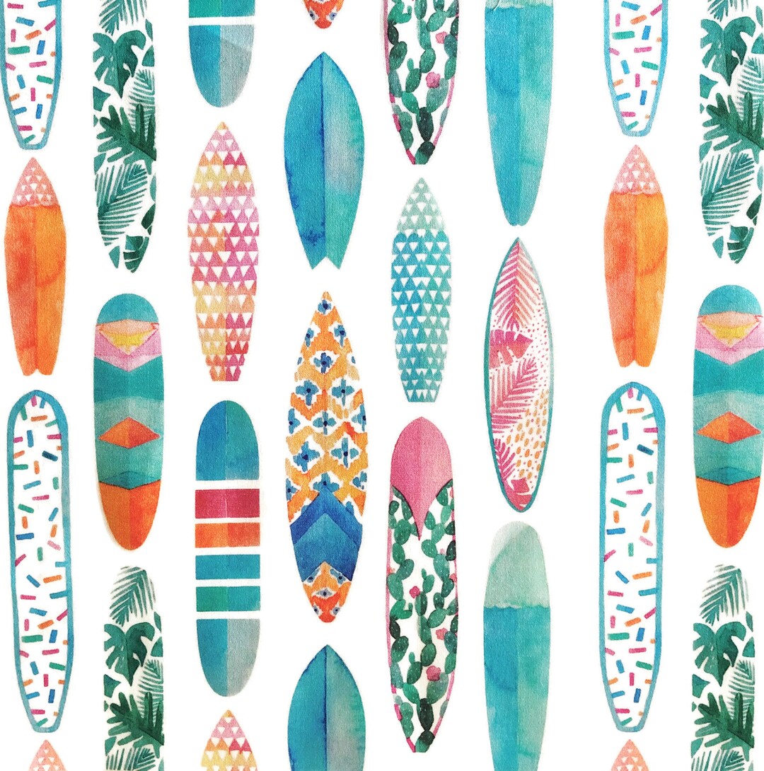 Surf's up Colorful Surfboards Fabric Quilt Square Block~ Painted ...
