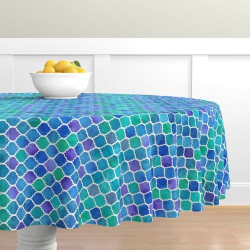 Watercolor Ocean Water Fabric Beach Seaside Blue Green Coastal Tropical ...