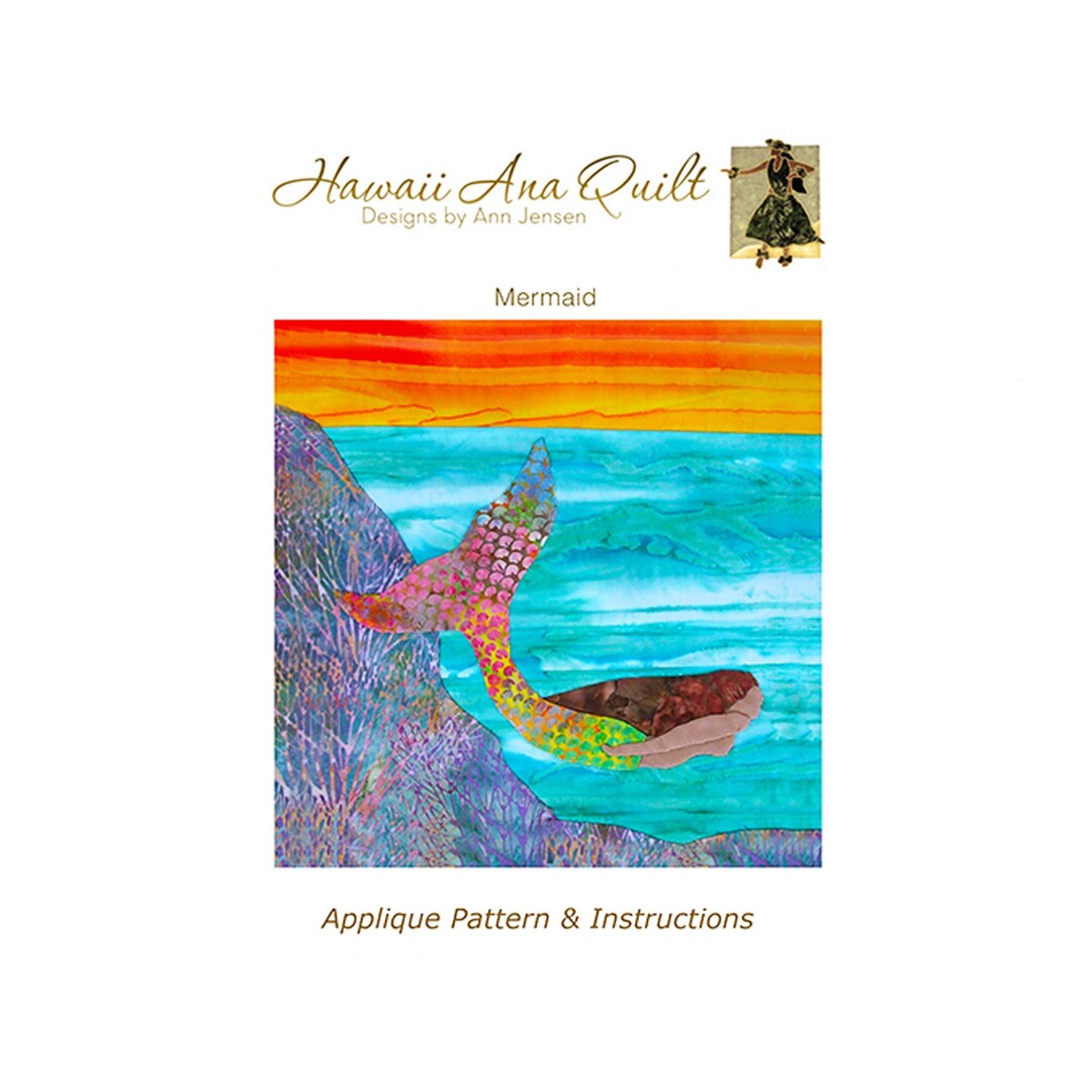 Quilt Pattern Beautiful Mermaid Under the Sea Raw Edge or Needle Turn ...