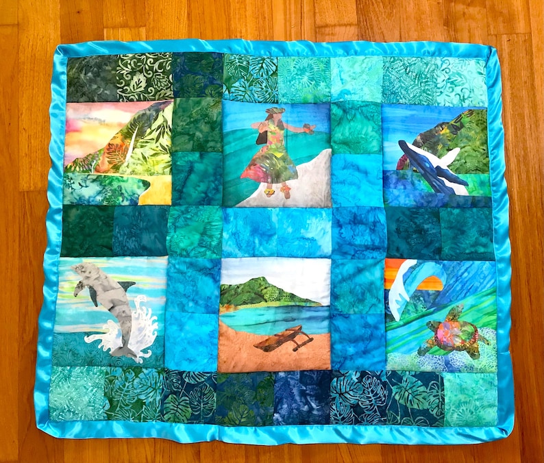 SEA LIFE Fabric Quilt Panel Turtle Dolphin Whale Seal Ocean Beach ...
