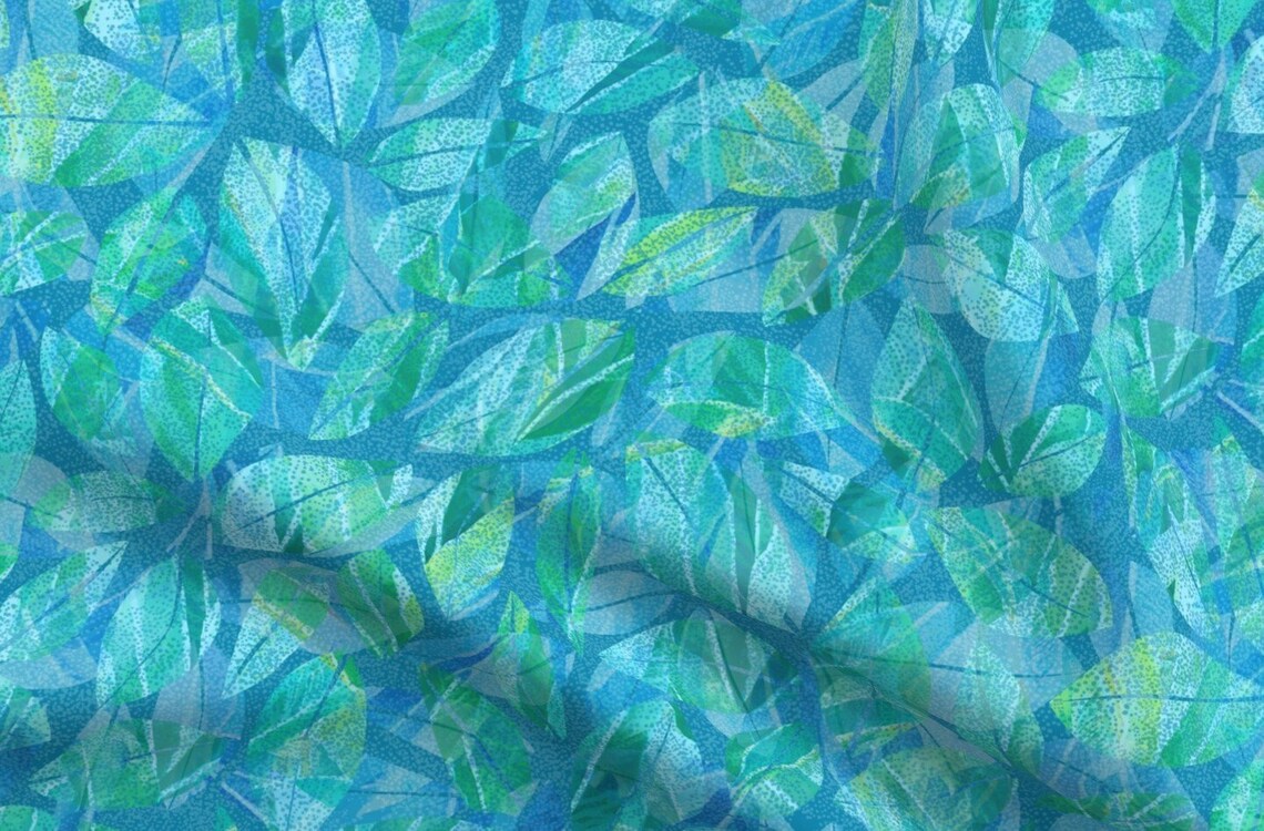 Tropical Leaves Teal Dotted Texture Blue Green Hawaiian Coastal Beach ...