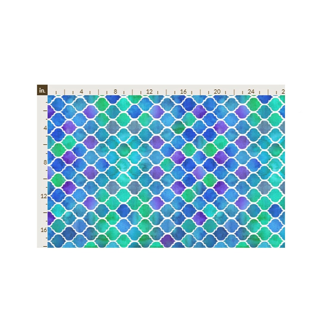 Watercolor Ocean Water Fabric Beach Moroccan Blue Green Coastal ...