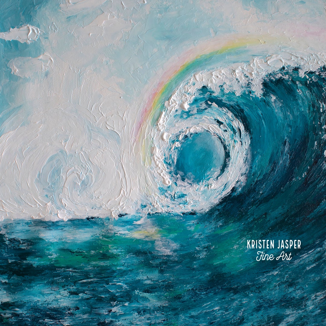 Ocean Wave Fabric Quilt Panel Hawaiian Rainbow Rip Curl Tunnel Surfing ...