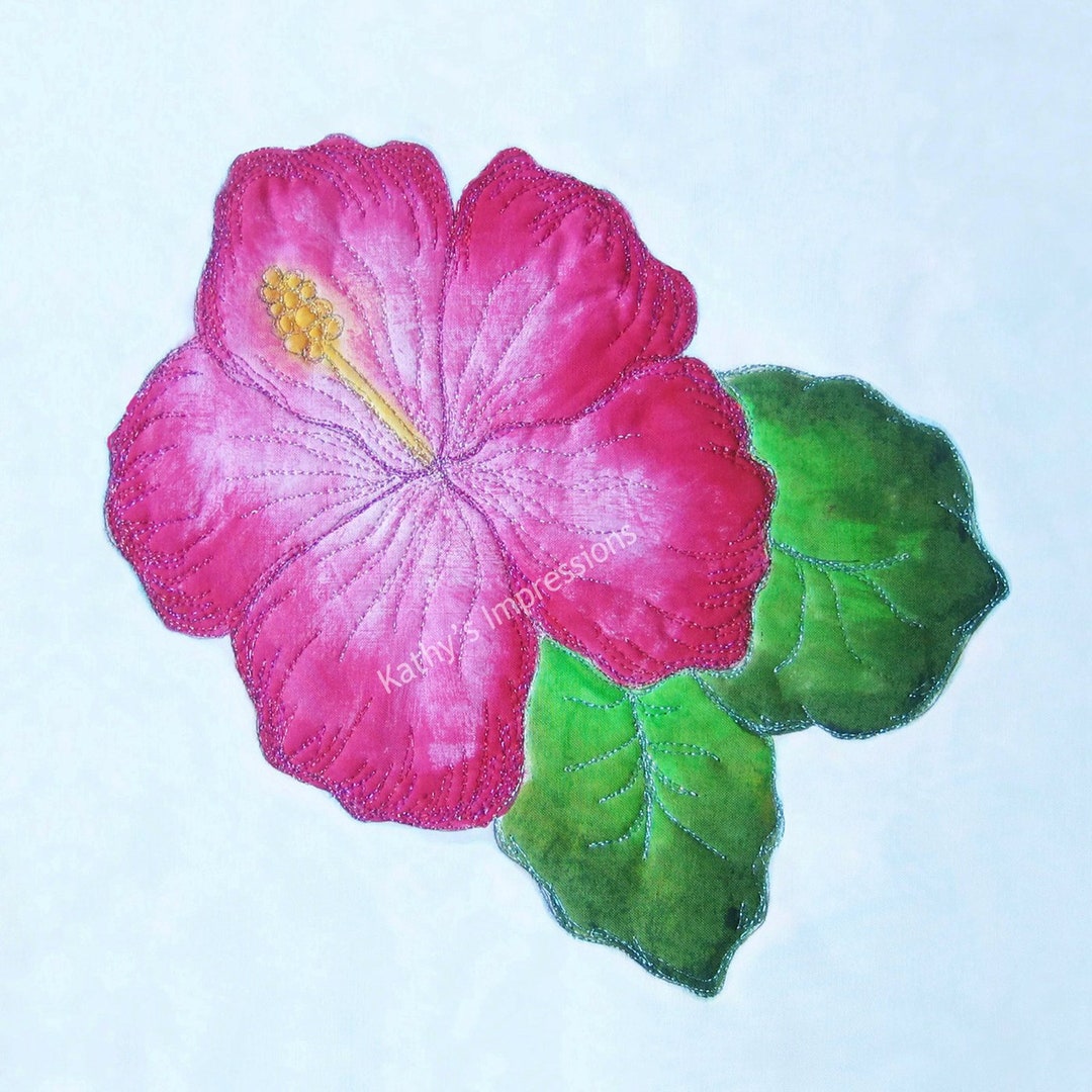 SALE Pink Hibiscus Flower Fabric Quilt Square Tropical Beach Hawaii ...