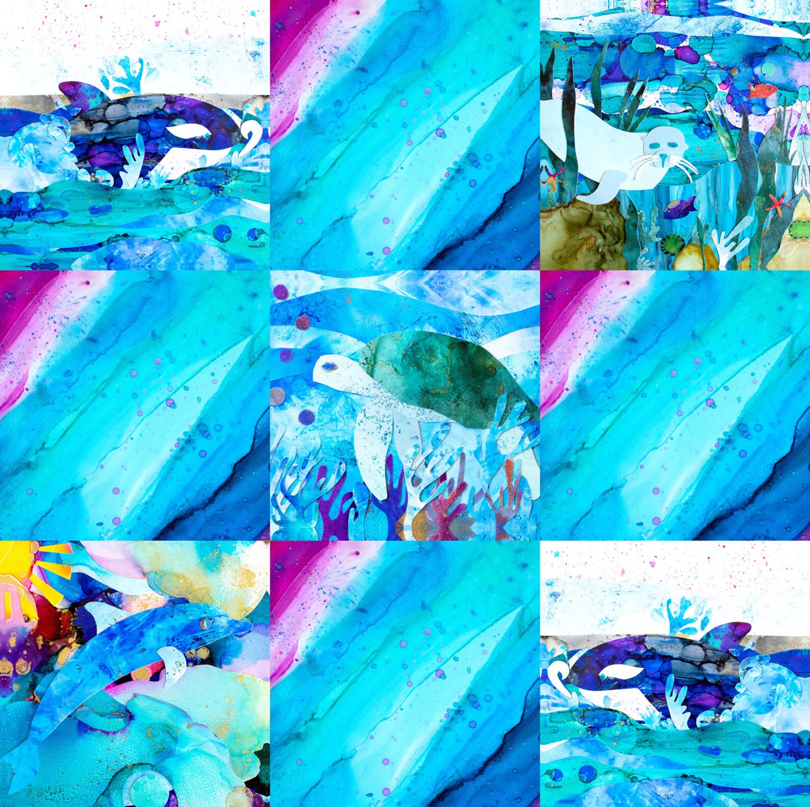 Sea Turtle Fabric Quilt Panel Tropical Reef Ocean Water - Etsy