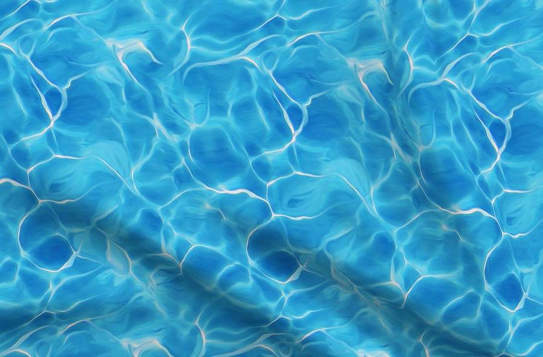 Coastal Blue Ocean Waves Beach Fabric Panel Square Fat Quarter, Blue ...