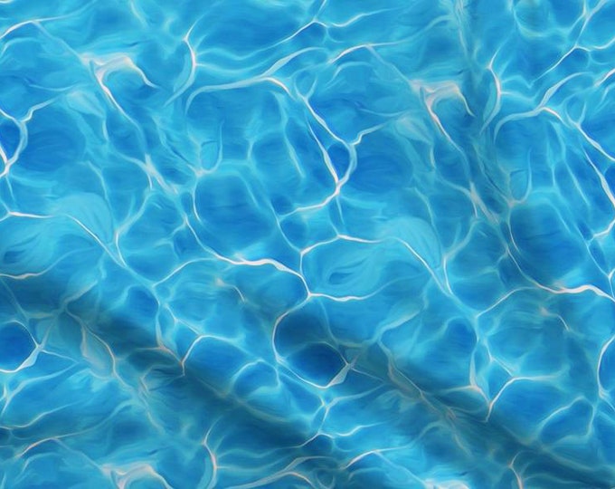 Coastal Blue Ocean Waves Beach Fabric Panel Square Fat Quarter, Blue ...