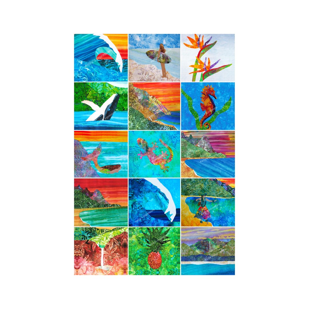 Original Hawaii Ana Quilt Fabric Panel Wholecloth~ Tropical Beach ...