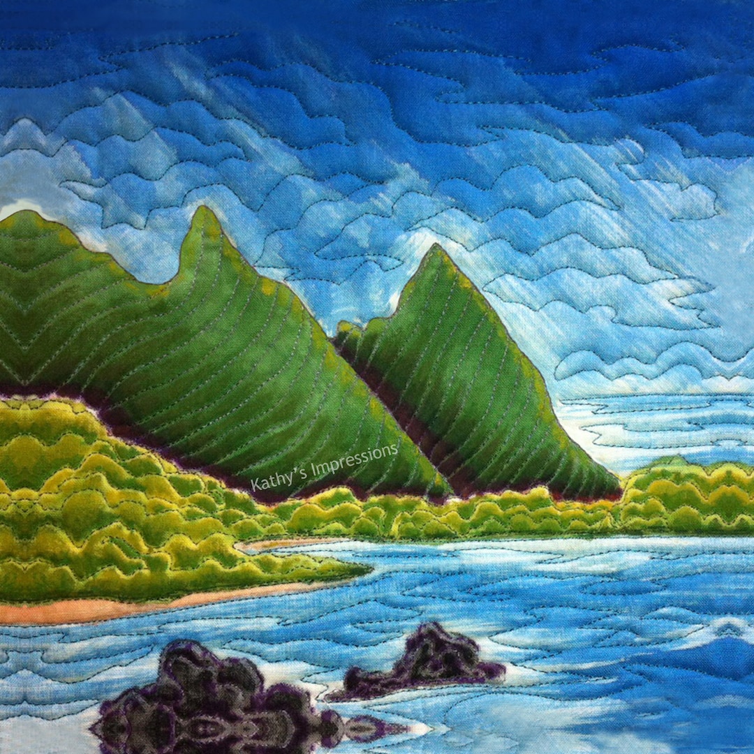 Bali Hai Beach Fabric Quilt Block Square Hawaii Tropical Paradise ...