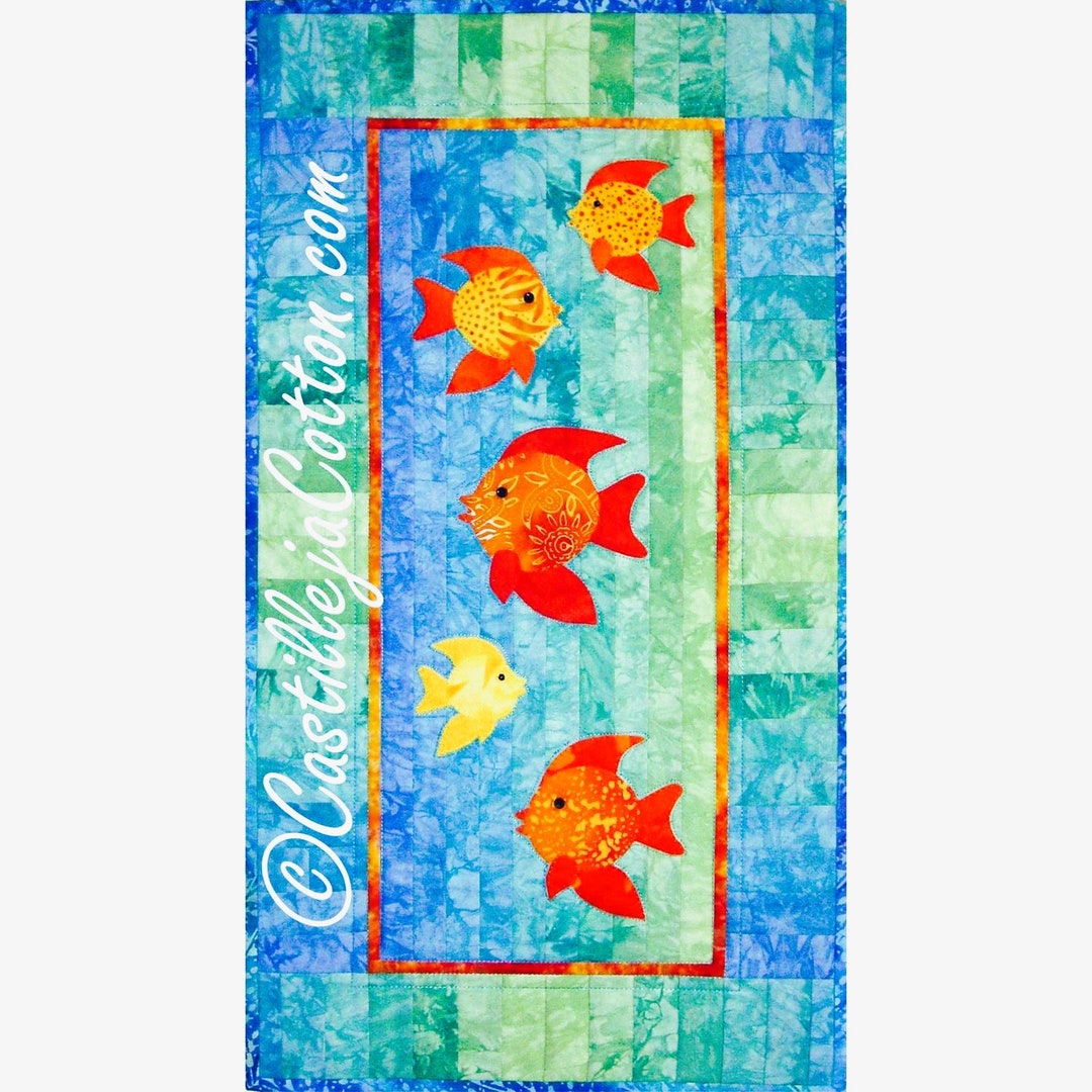 Tropical Fish Quilt Pattern Pieced Fusible Applique~ Which Way Fish Swimming Ocean Quilt Pattern ...