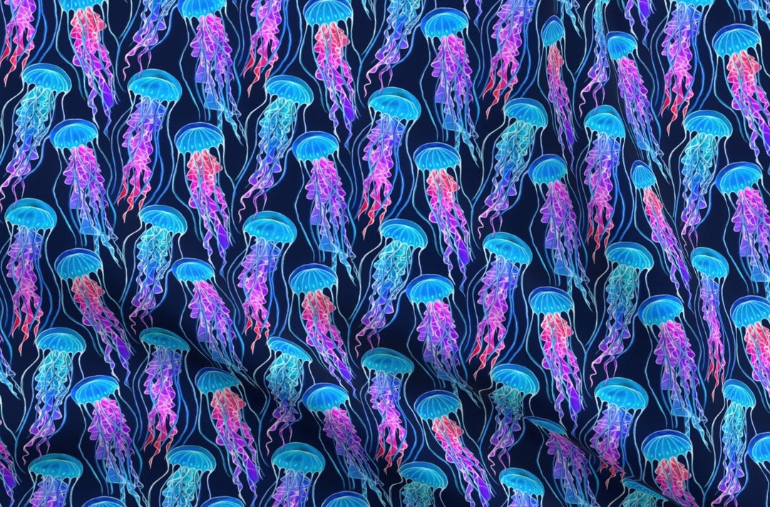 Rainbow Jellyfish Tropical Beach Fabric Fat Quarter~ Coastal Seaside ...