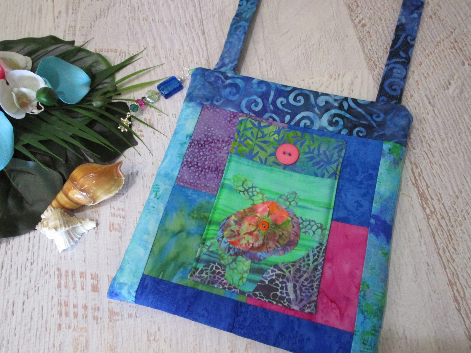 Sea Turtle Green Fabric Panel Ocean Purple Reef Batiks Beach | Etsy