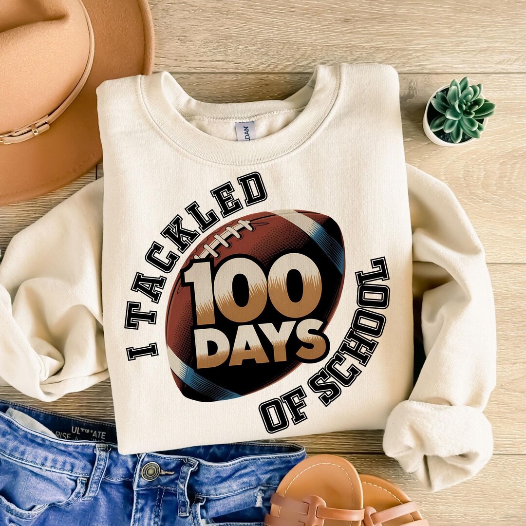 100 Days Football Png, School Teacher Png, I Tackled 100 Days of School ...
