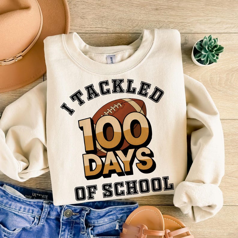 100 Days Football Png, School Teacher Png, I Tackled 100 Days of School ...