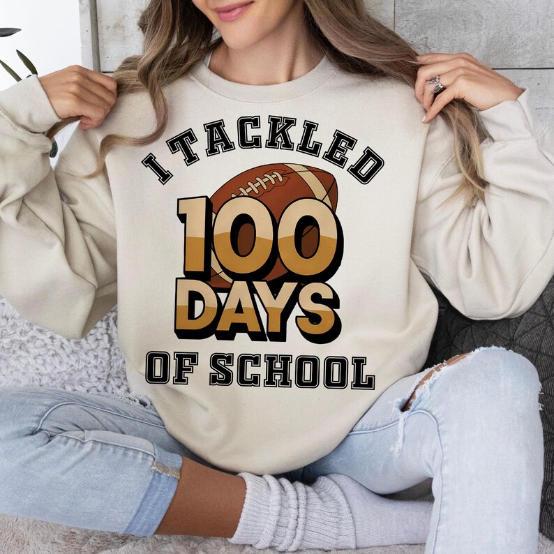 100 Days Football Png, School Teacher Png, I Tackled 100 Days of School ...