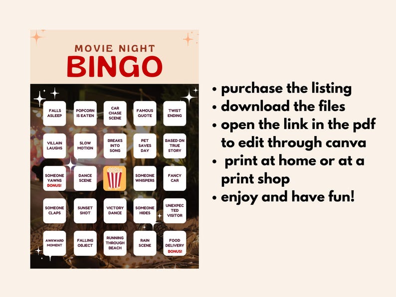 Movie Night Bingo Cards | Printable Movie Bingo Cards | Fun Family ...