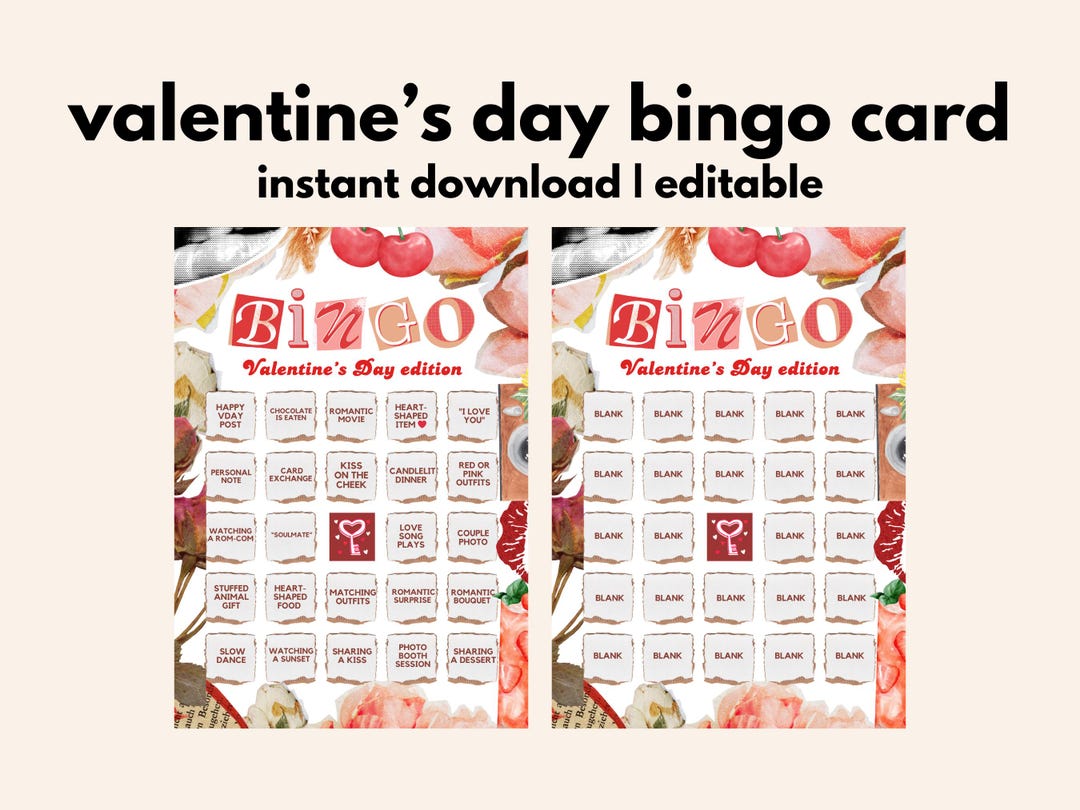 Valentine’s Day Bingo Cards | Printable | Editable | Fun Party Game for ...