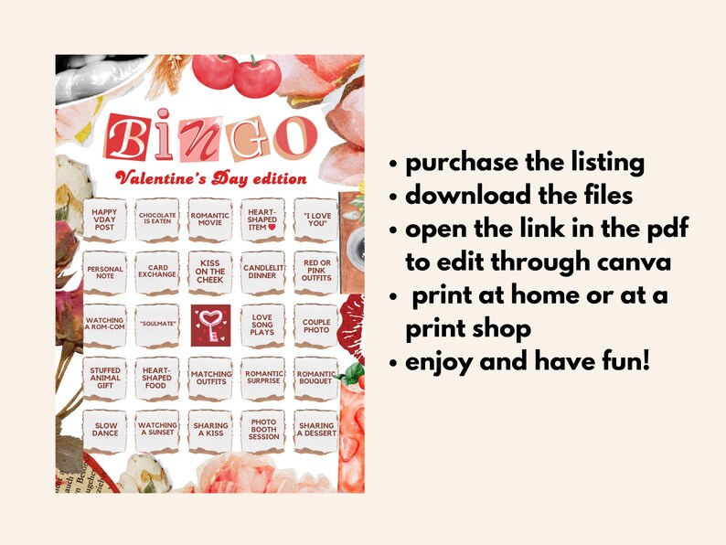 Valentine’s Day Bingo Cards | Printable | Editable | Fun Party Game for ...