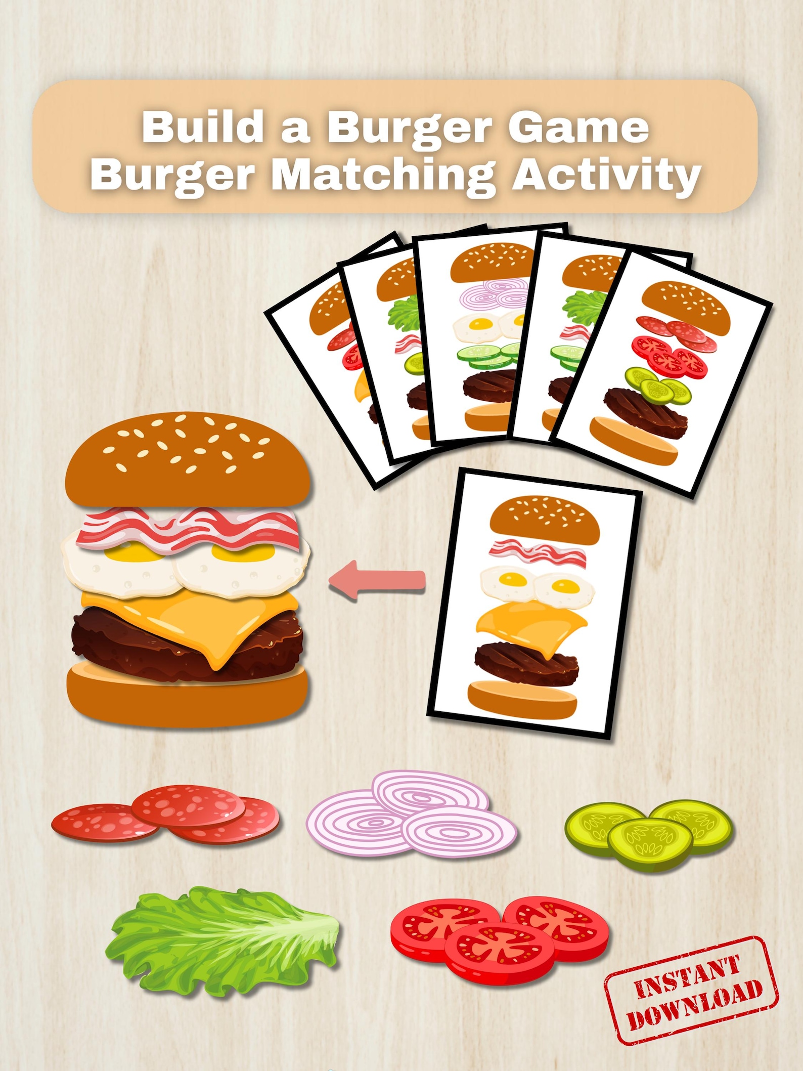 Build a Burger Matching Game | Printable Food Activity for Kids ...