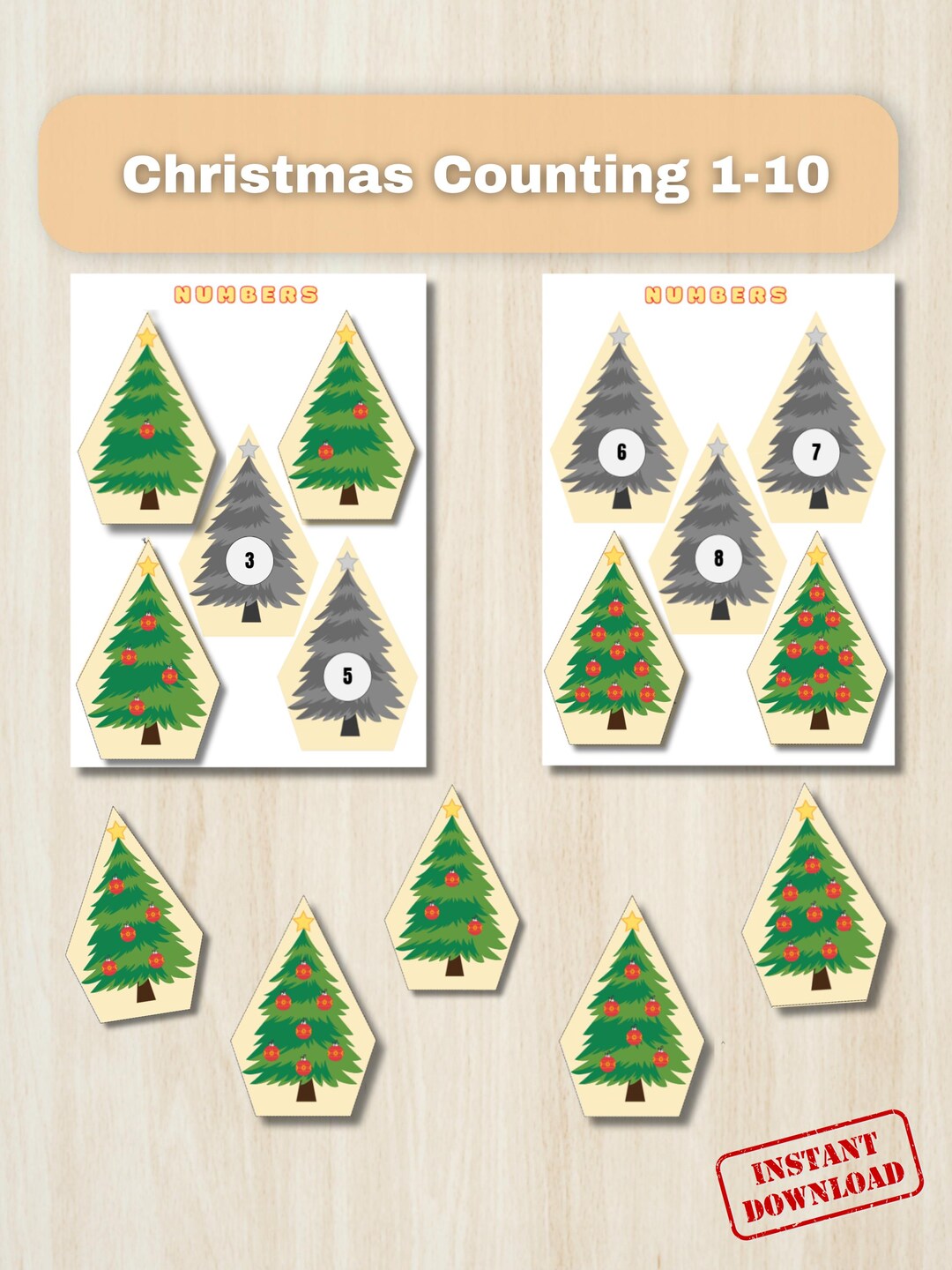 Christmas Tree Counting Activity | 1–10 Number Matching | Printable PDF ...
