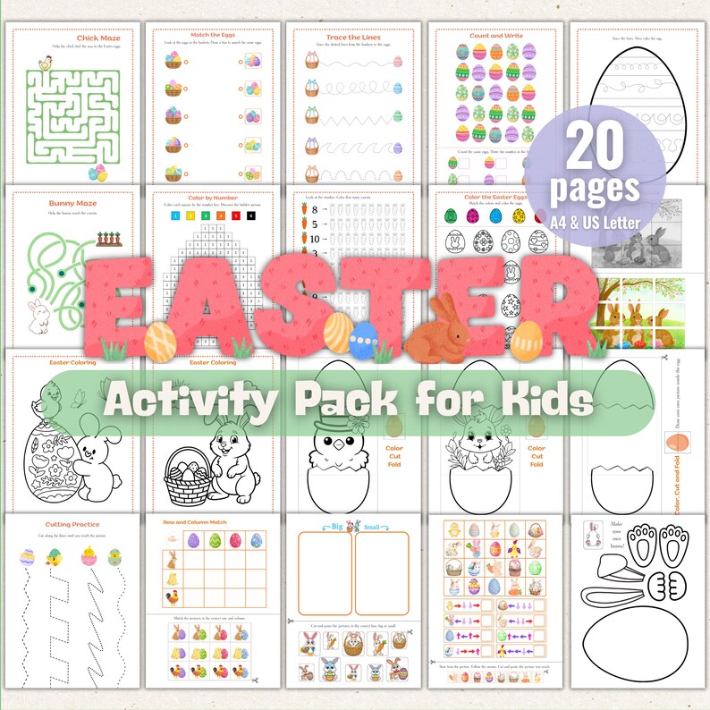 Easter Preschool Activity Pack, Learning Games, Fine Motor Skills (PDF ...