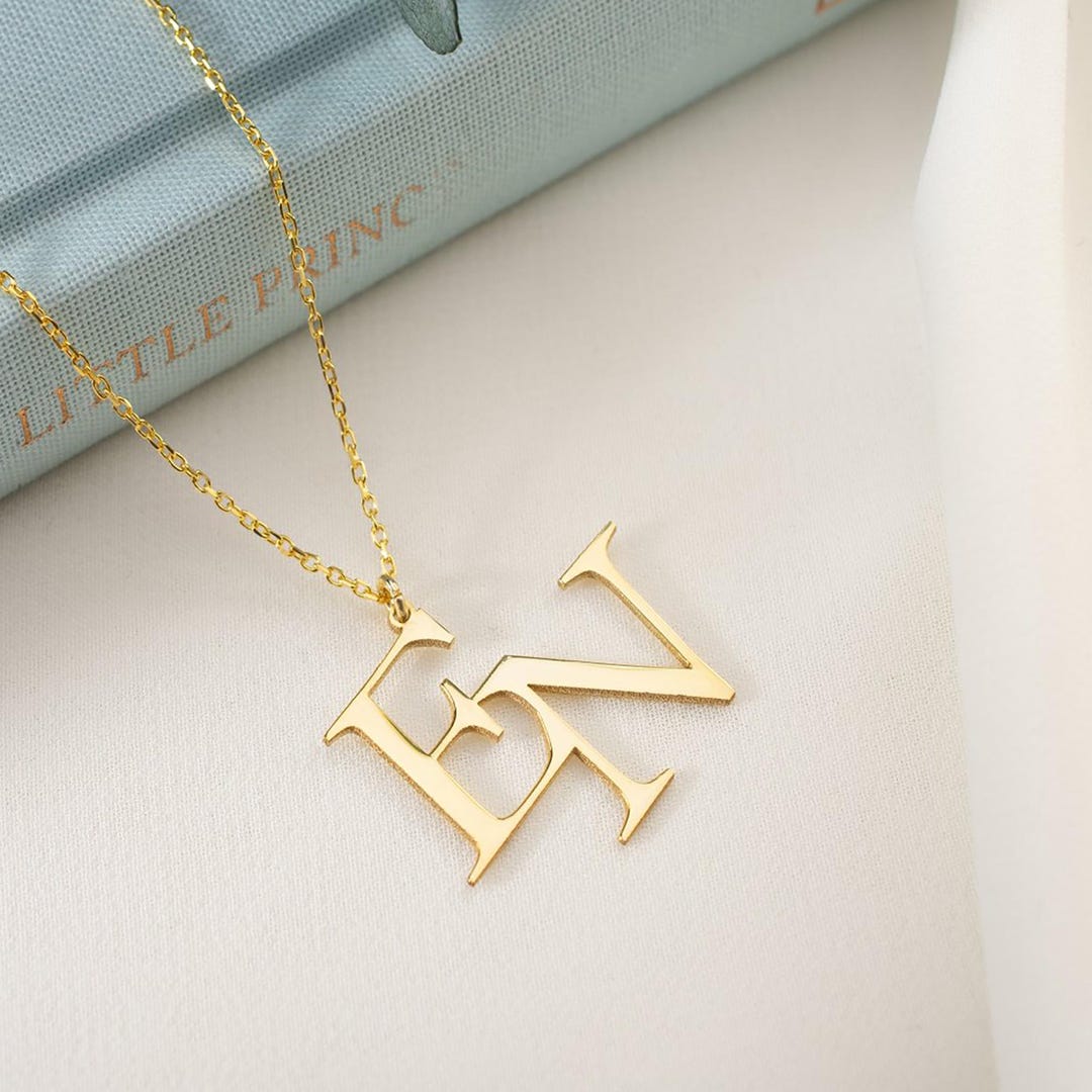 Personalized Double Initial Letter Necklace/ Custom Layered Monogram ...
