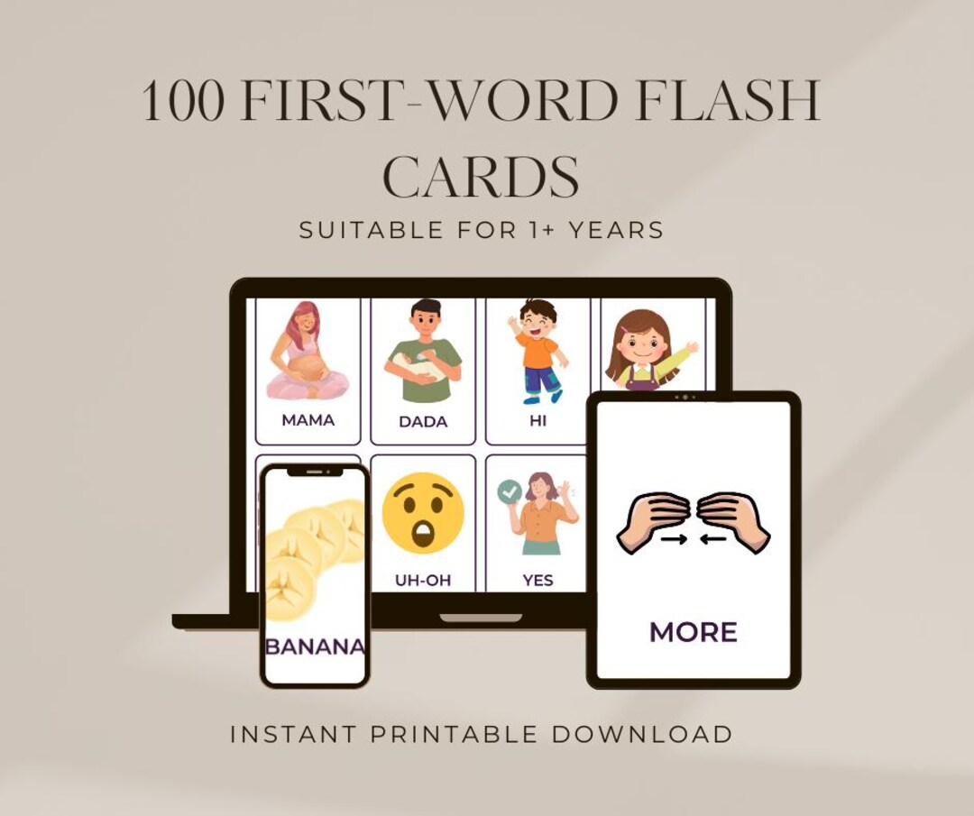 100 First-word Flash Cards for Early Learning - Etsy