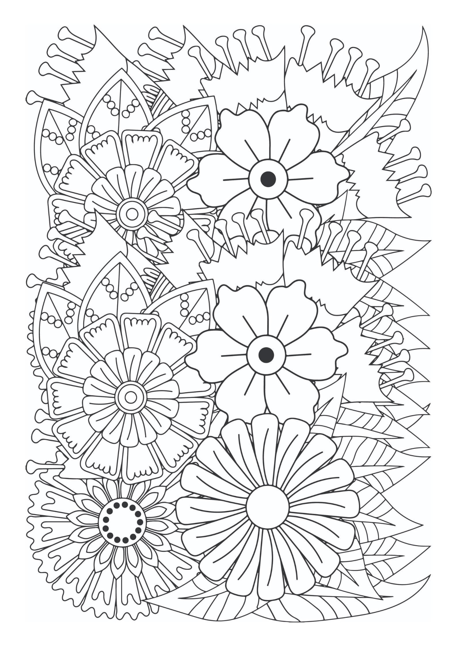 Flower Zentangle Colouring Book , Printable Pages, Stress-relief ...