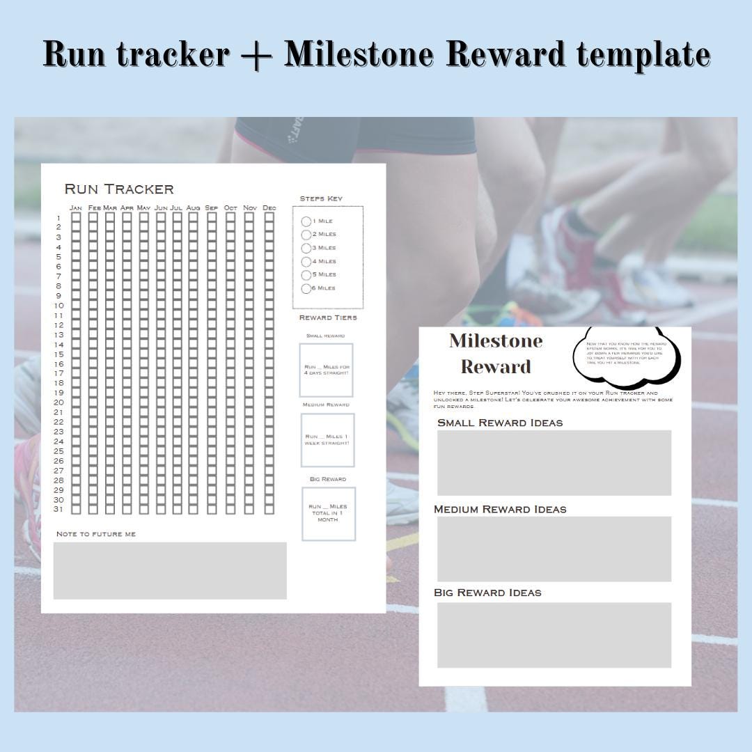 Run Tracker Printable, Editable Running Rewards Template, Stay ...