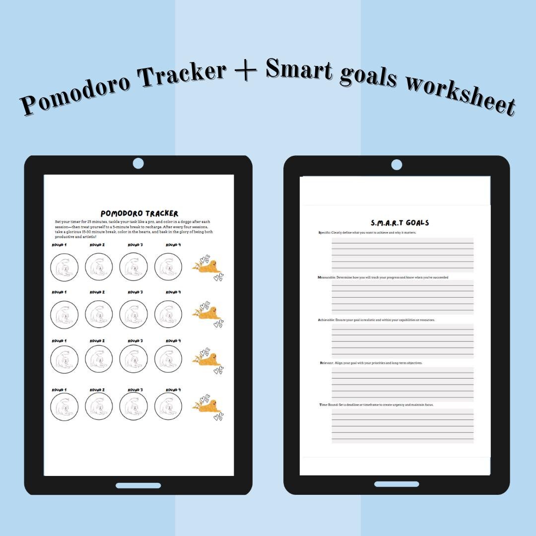 Pomodoro Tracker Printable, Cute Dog-themed ADHD Planner, Fun Focus ...