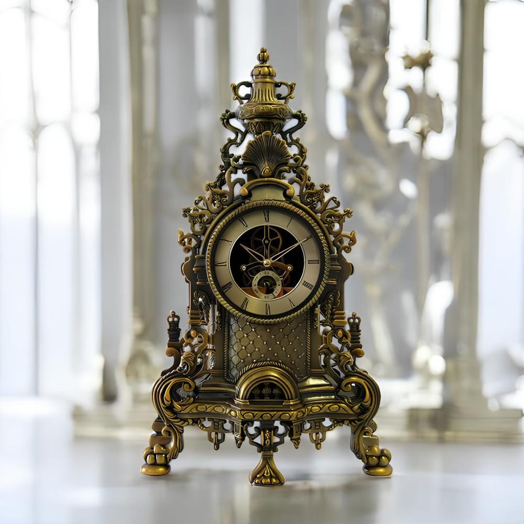 Luxury Brass Mantel Clock Baroque Style Table Clock Elegant Fireplace ...