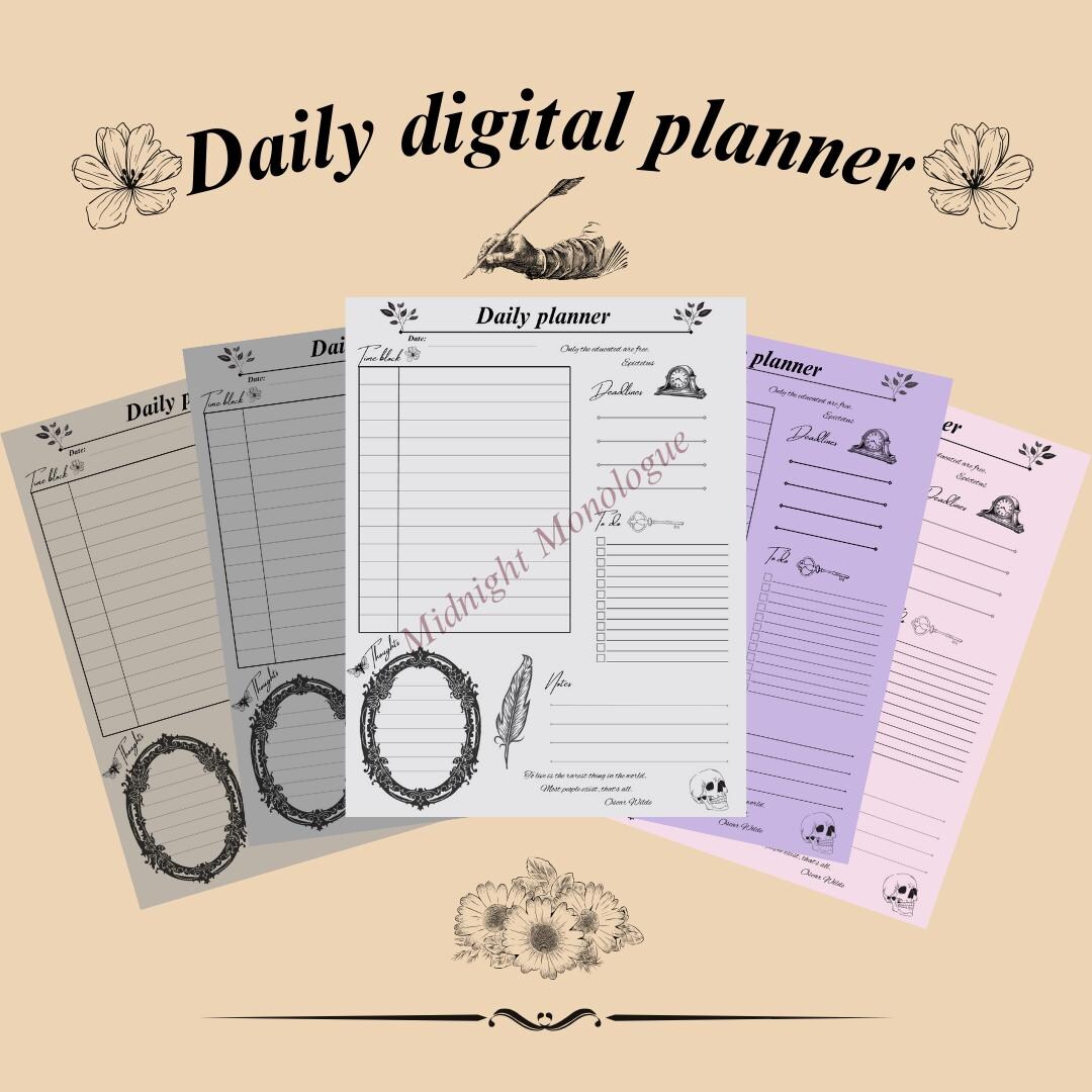Daily Digital Planner (dark Academia Aesthetic) - Etsy