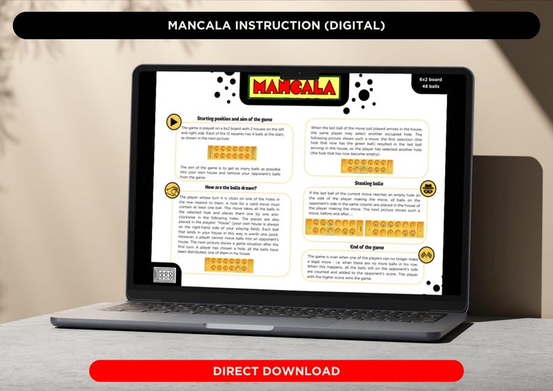 Mancala Game Instructions | Game Instructions (EN) | Direct Download - Etsy
