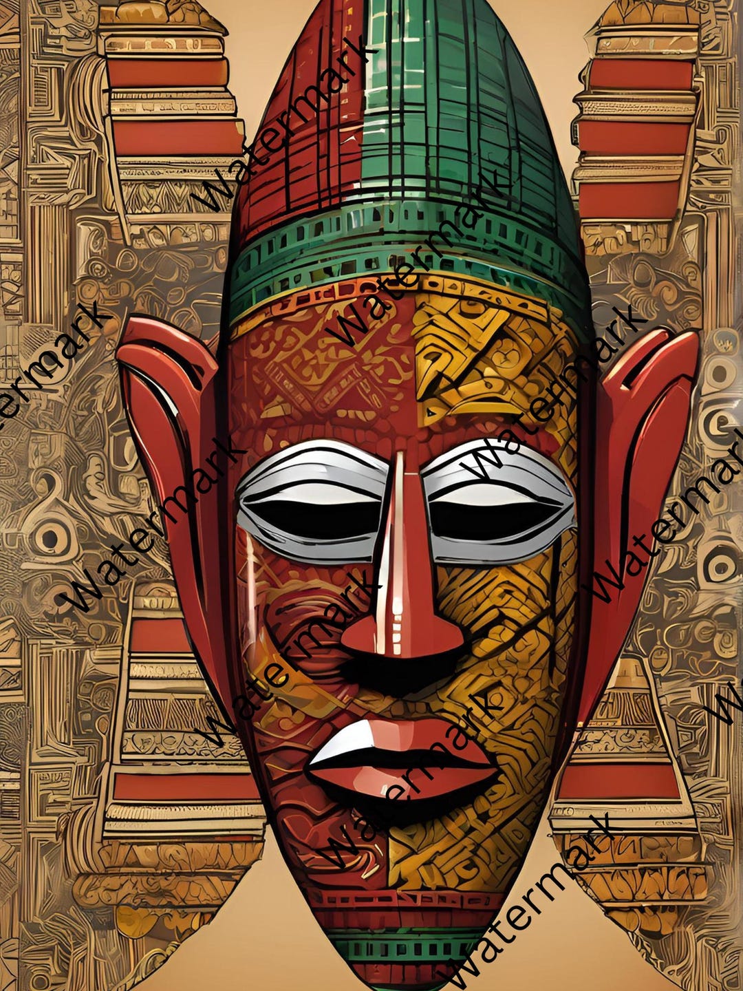 Babatunde - African Tribal Mask Digital Art | Afrocentric Wall Decor ...
