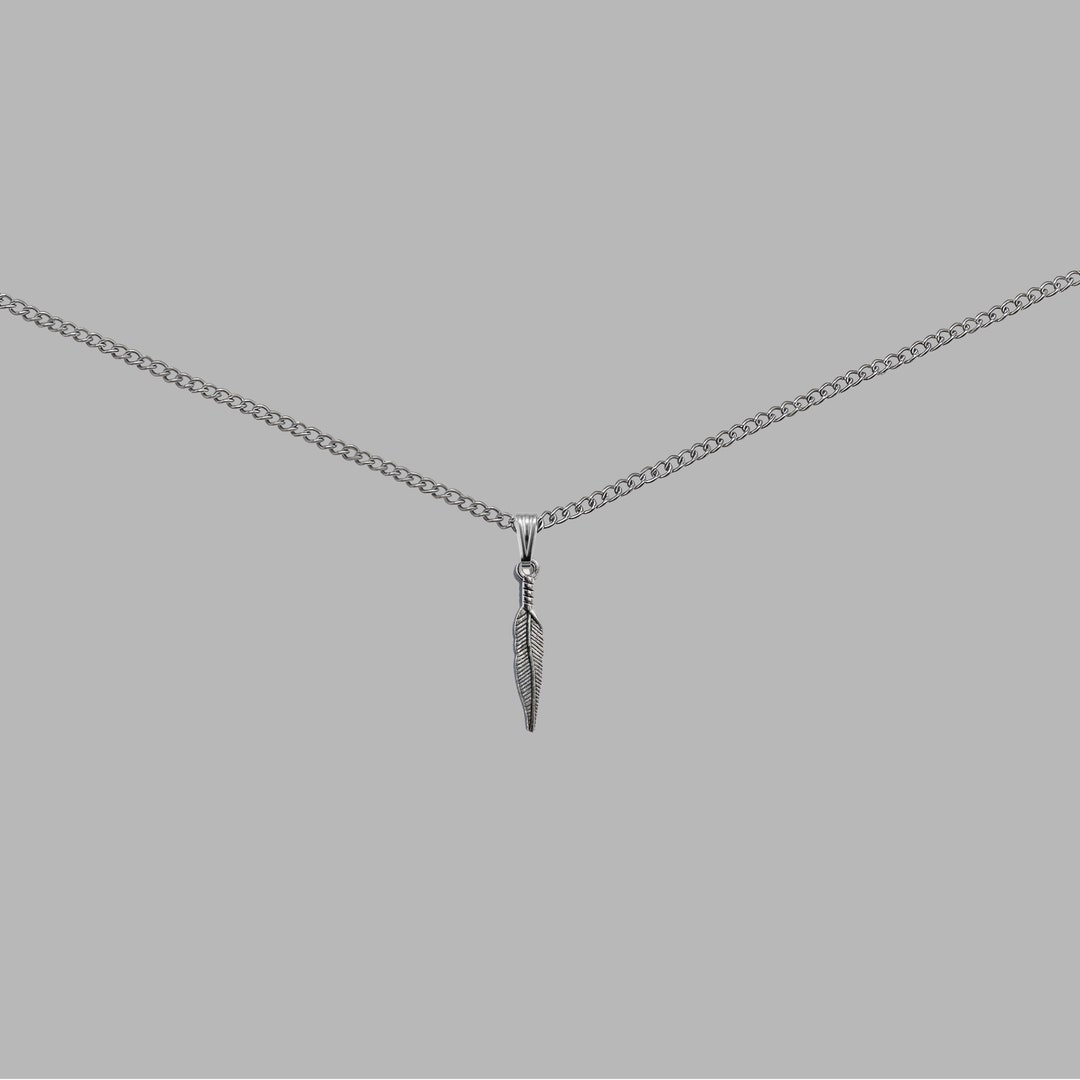 Feather Pendant Necklace Stainless Steel Chain, Gothic Alternative ...