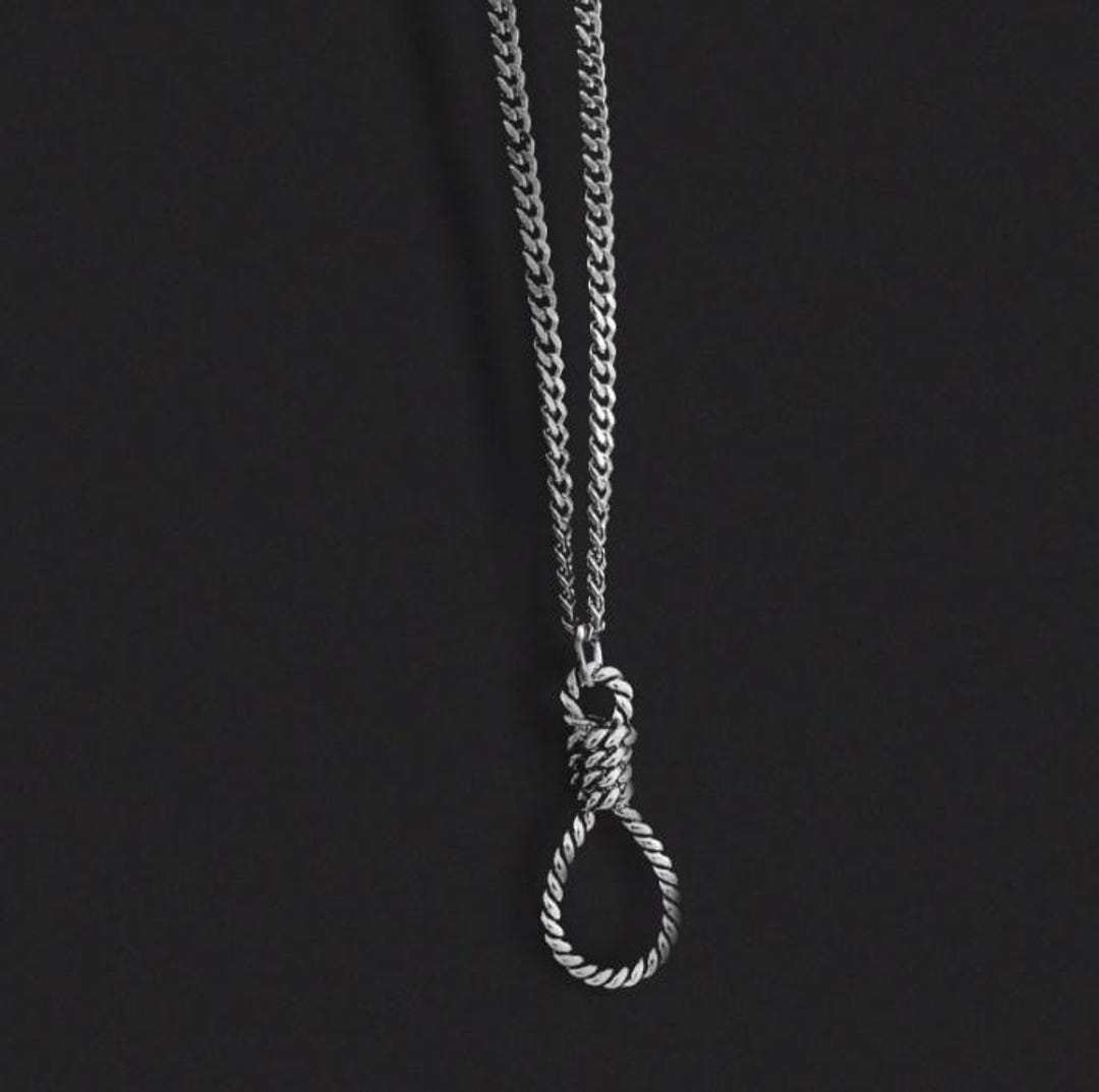Twisted Noose Pendant Necklace Gothic Necklace Stainless Steel Chain ...
