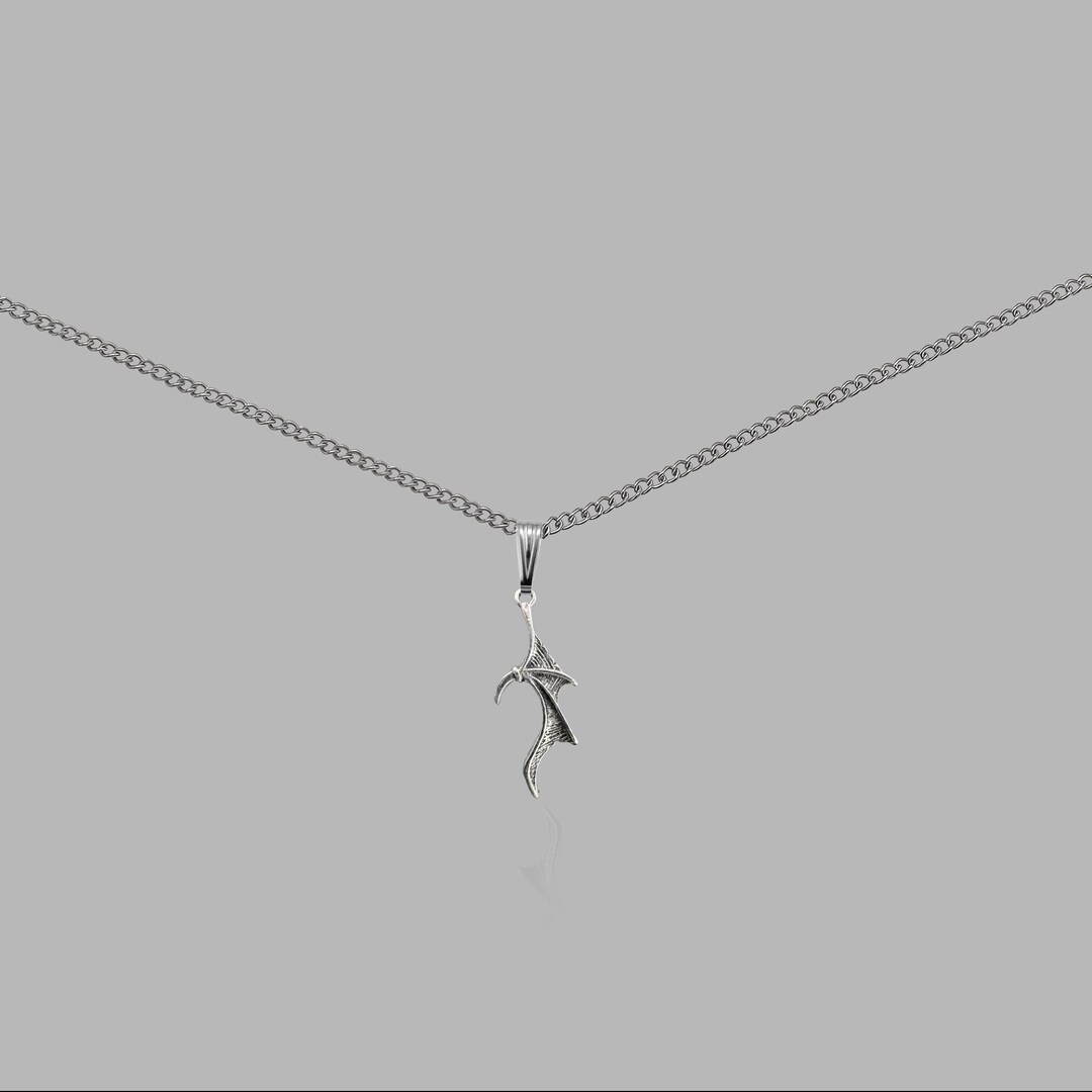 Gothic Dragon Wing Pendant Necklace Stainless Steel Chain, Alternative ...