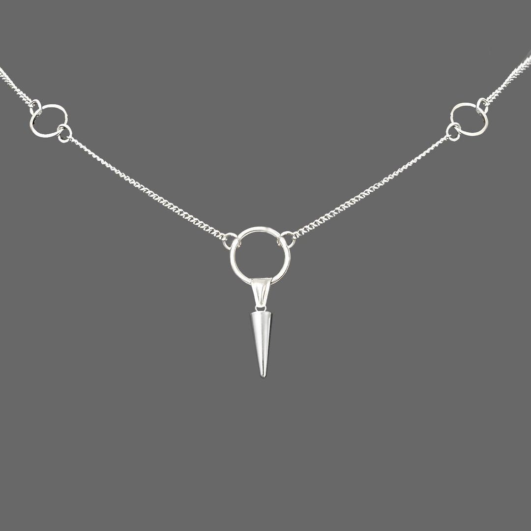 Spike Pendant Necklace Stainless Steel Dainty Chain With O-ring Gothic ...